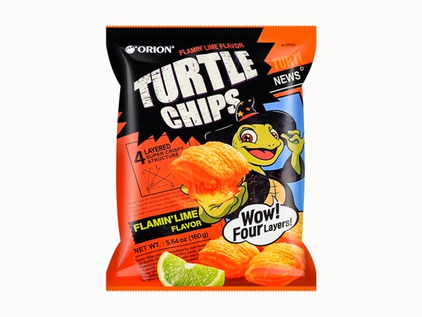KBOR98150 Orion Turtle Chips Flamin’ Lime 160g