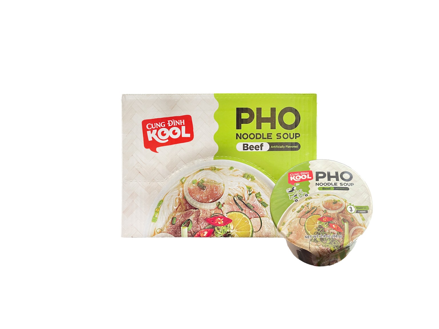 Kool Pho Noodle Soup BEEF 68gx12bowl/case